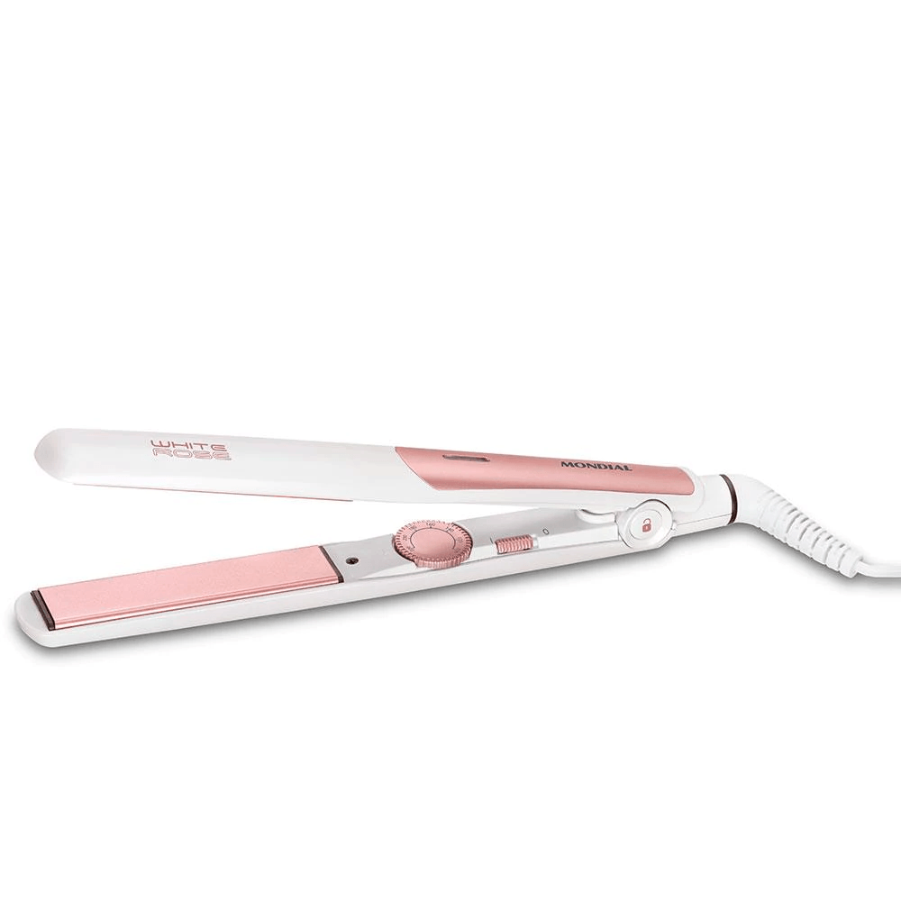 Prancha Mondial P50 220°C Emissão de Íons e Cabo Giratório Branco Rose ...